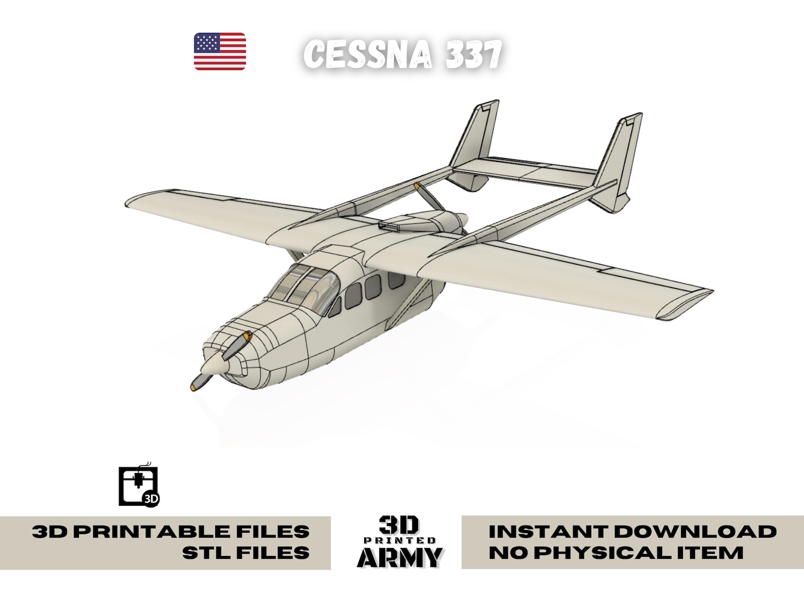 Cessna 337 SKYMASTER - 3D Printed Scale Model - STL Files for 3D ...