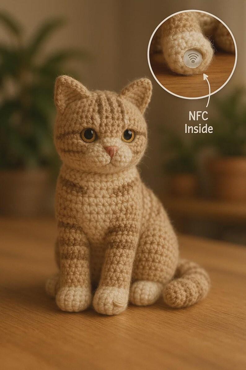 Handmade NFC Crochet Cat Plush, Cotton Keepsake, Custom Pet Gift - Etsy
