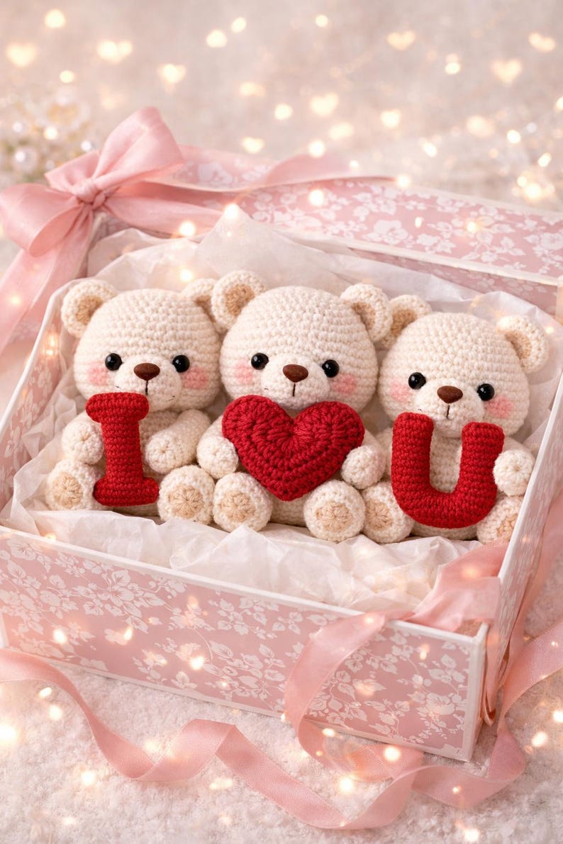 Crochet Teddy Bears "i LOVE You" | Valentine's Day Gift | Handmade Yarn ...