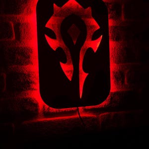 World of Warcraft Horde Logo LED Sign, Epic Gaming Wall Light, Red ...