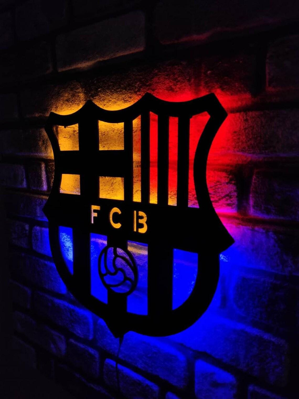 Barcelona Led Light Sign, Football Team, Neon Sign,wooden Wall Sign ...