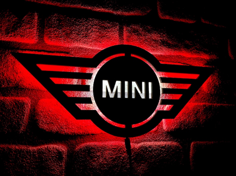 Mini Cooper LED Lighted Sign, Mini Car Emblem Wall Decor, Home Decor ...