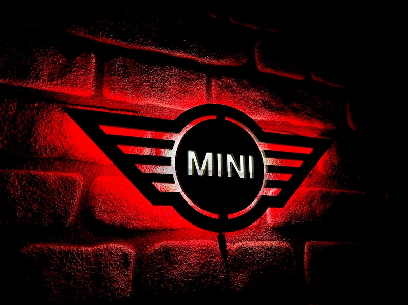 Mini Cooper LED Lighted Sign, Mini Car Emblem Wall Decor, Home Decor ...