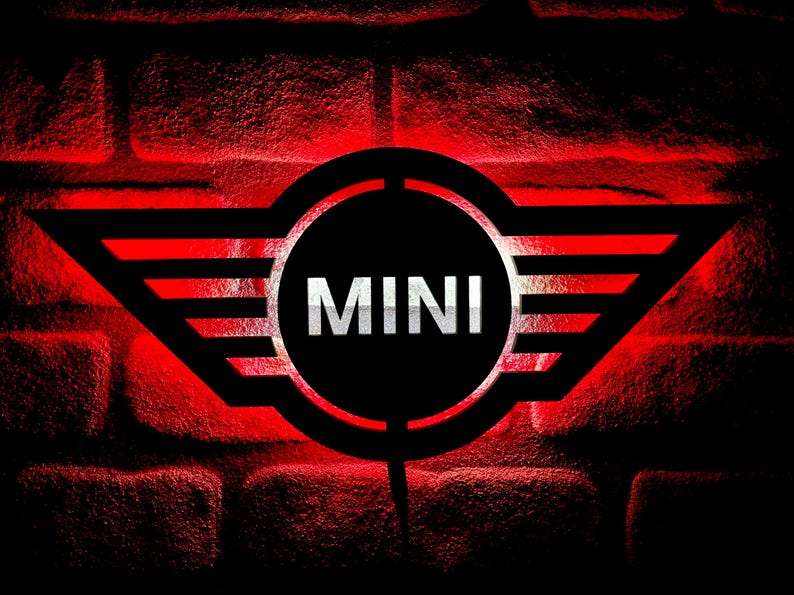 Mini Cooper LED Lighted Sign, Mini Car Emblem Wall Decor, Home Decor ...