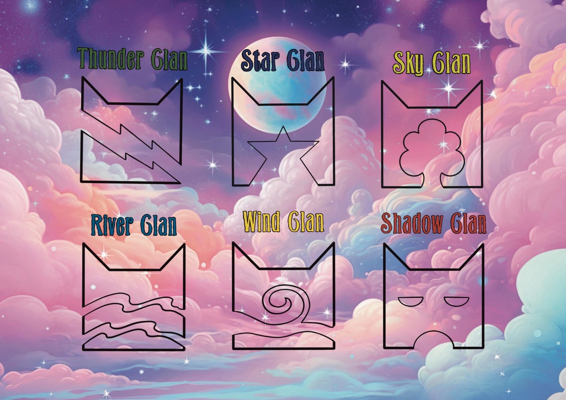 Warrior Cat Clan Symbols PNG/SVG/JPEG Instant Download (no Glitter ...
