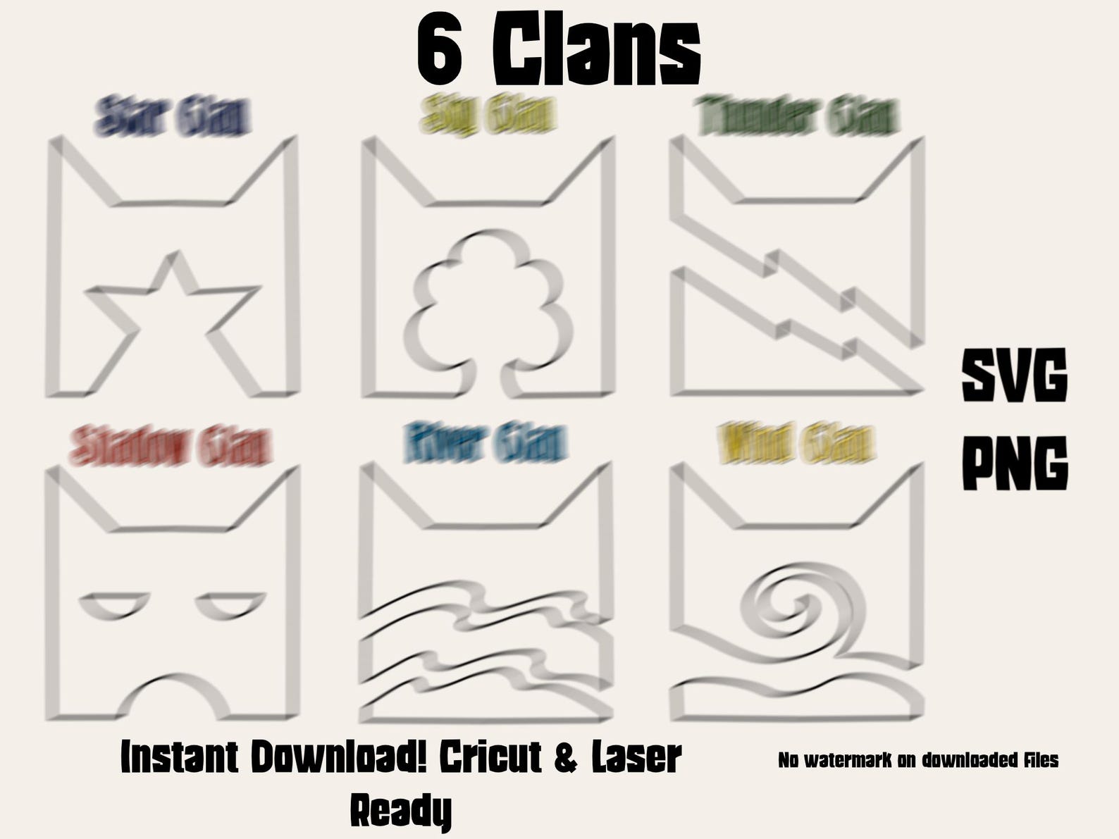 Warrior Cat Clan Images SVG | 6 Clans + Bonus (digital Download) - Etsy