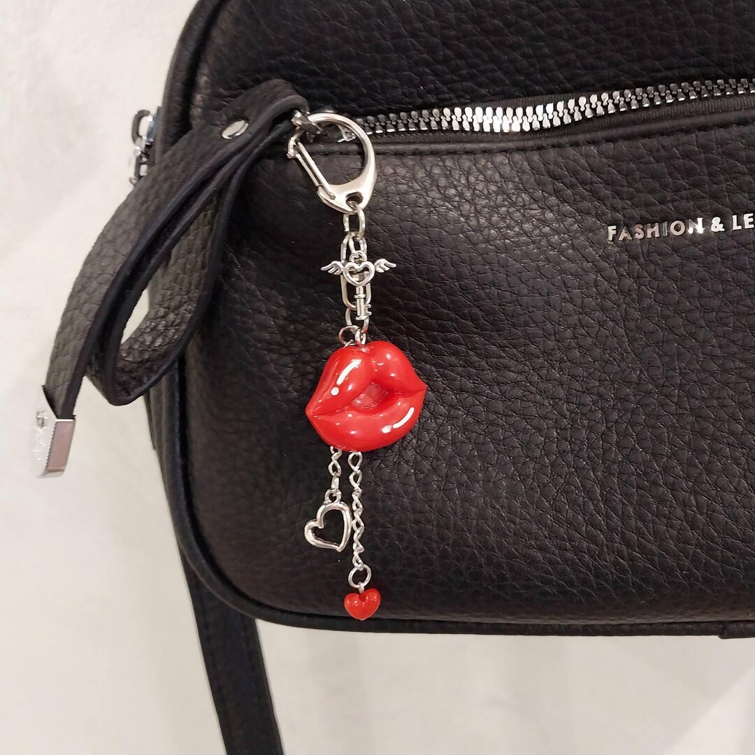 Keychaine - Big Red Lips - Handmade - Accessory - Cute Gift - for Bags ...