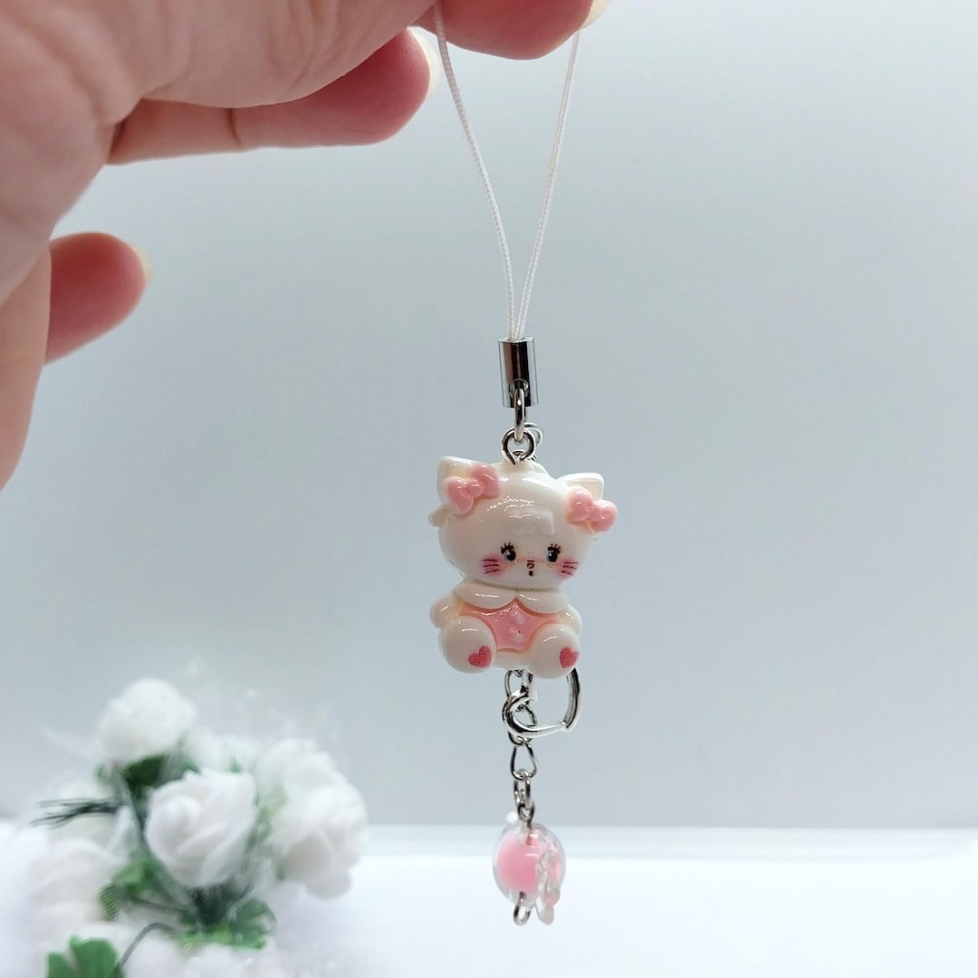 Charms | Cute Kitty With Pink Bow - Charms for Phone - for Keys- for ...