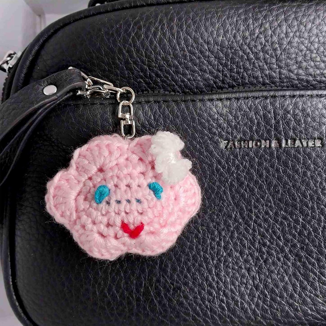 Key Ring Knitted Pink Cloud Handmade Cute Gift Key Ring Charm Key Ring ...