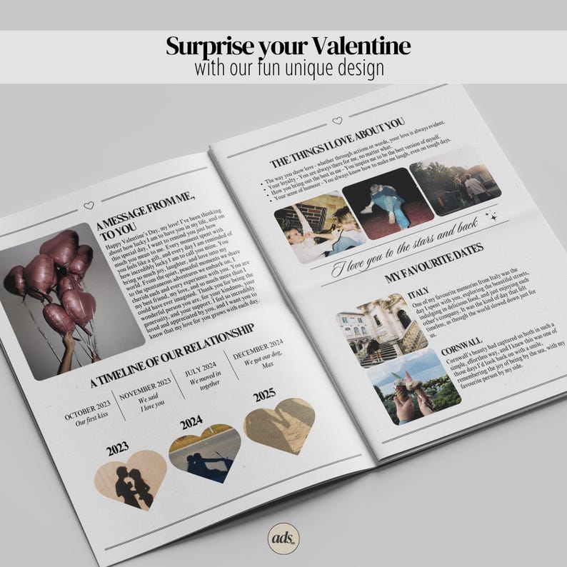 Personalised Valentine's Day Newspaper Template: Editable Canva Design ...