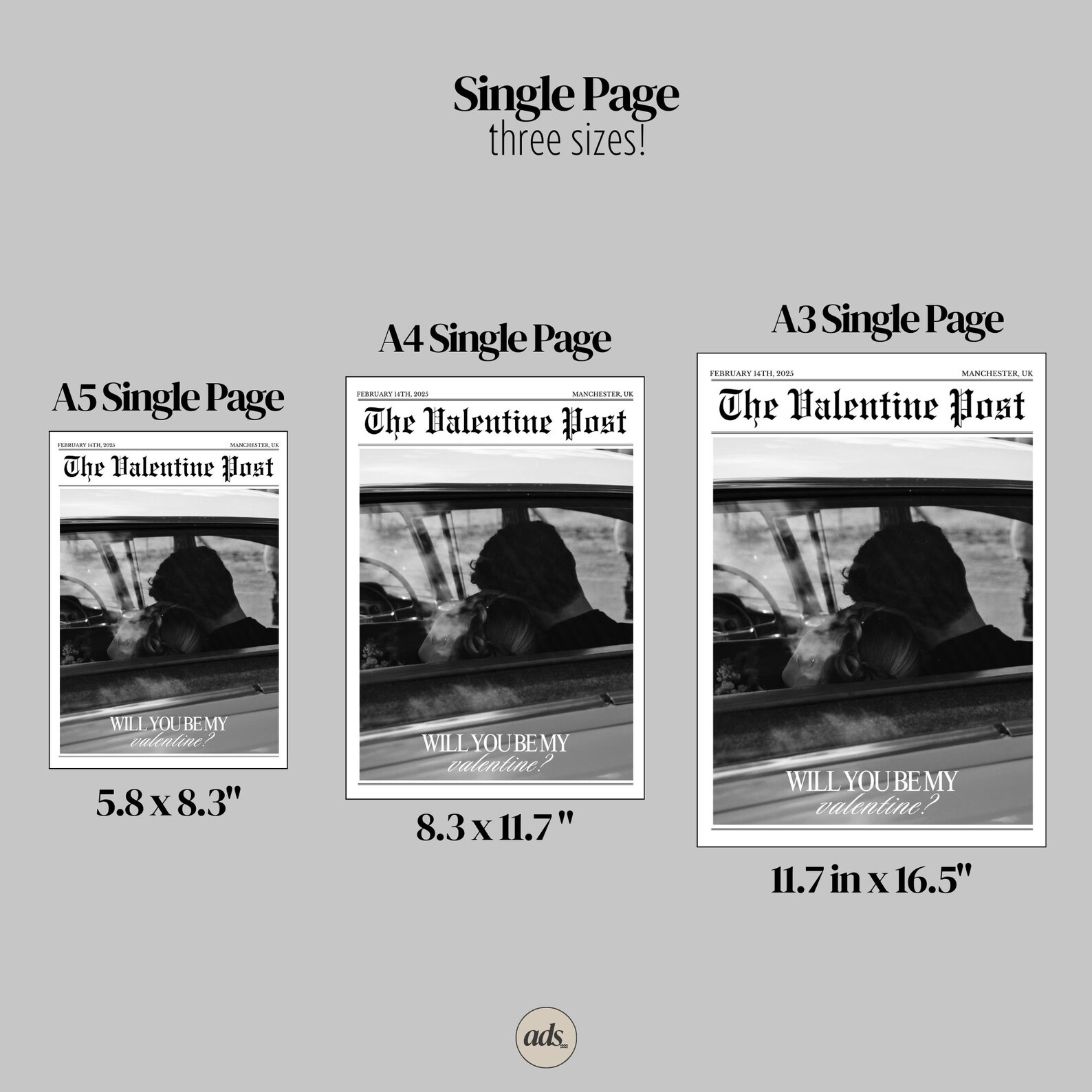 Personalised Valentine's Day Newspaper Template: Editable Canva Design ...