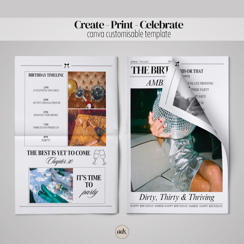 Large Birthday Newspaper Template, Custom Newspaper, Editable Newspaper ...