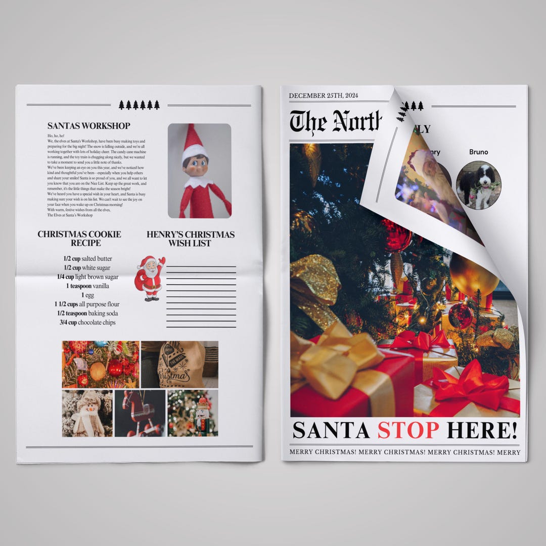 Christmas Newspaper Template, Canva Christmas Newspaper, Festive ...