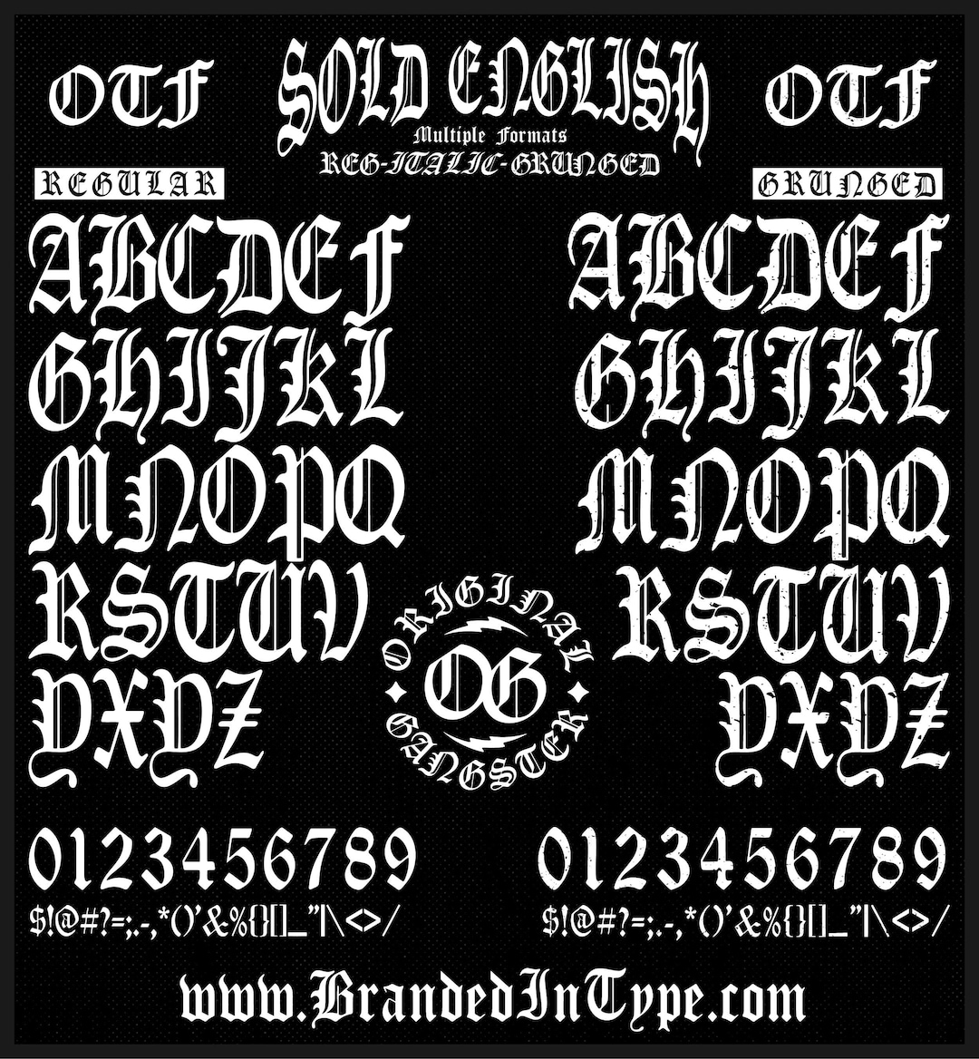 Vintage Blackletter Typeface for T-shirts, Logos, Tattoos & Branding ...