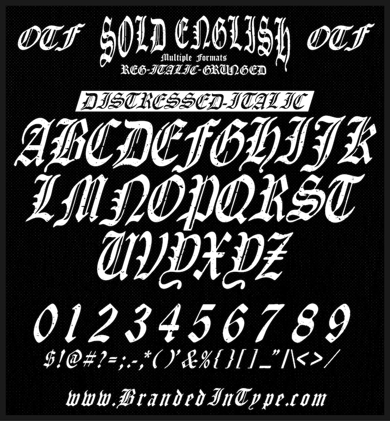Vintage Blackletter Typeface for T-shirts, Logos, Tattoos & Branding ...