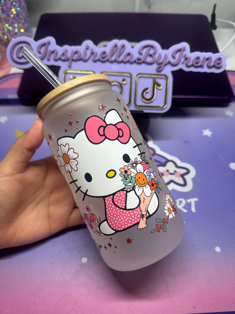Hello Kitty Glass Cup - Etsy