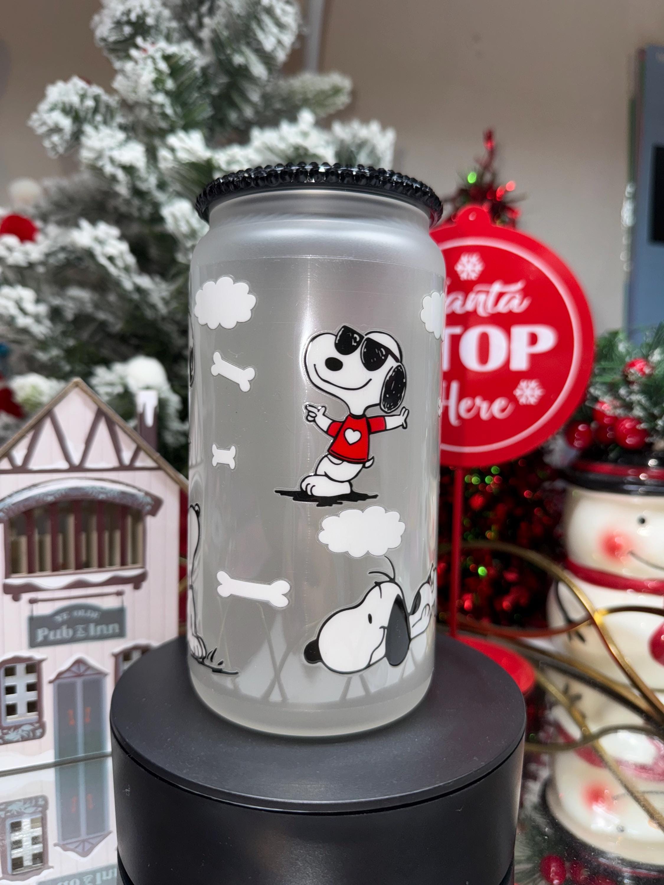 Cool Snoopy Glass Cup - Etsy