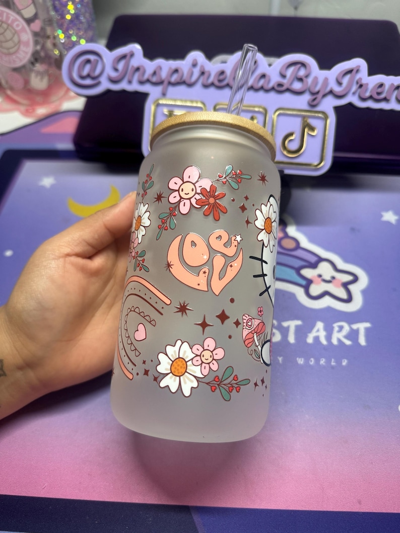 Hello Kitty Glass Cup - Etsy