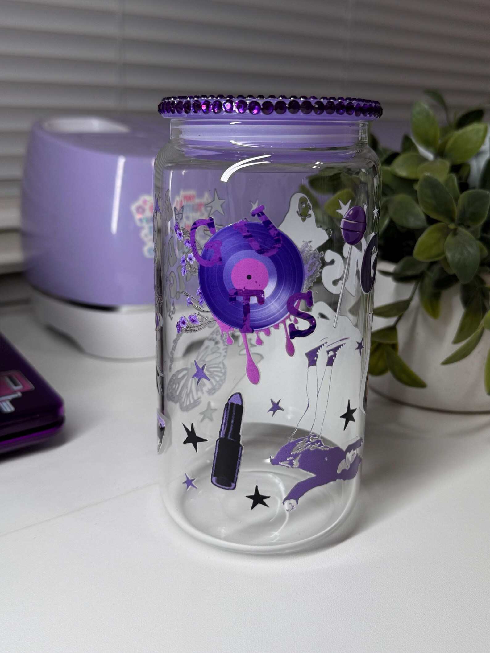 Olivia Rodrigo Guts Glass Cup- With Rhinestone Lid/ Olivia Rodrigo ...