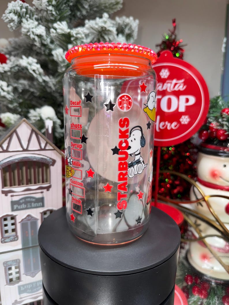 Starbucks Snoopy Glass Cup - Etsy
