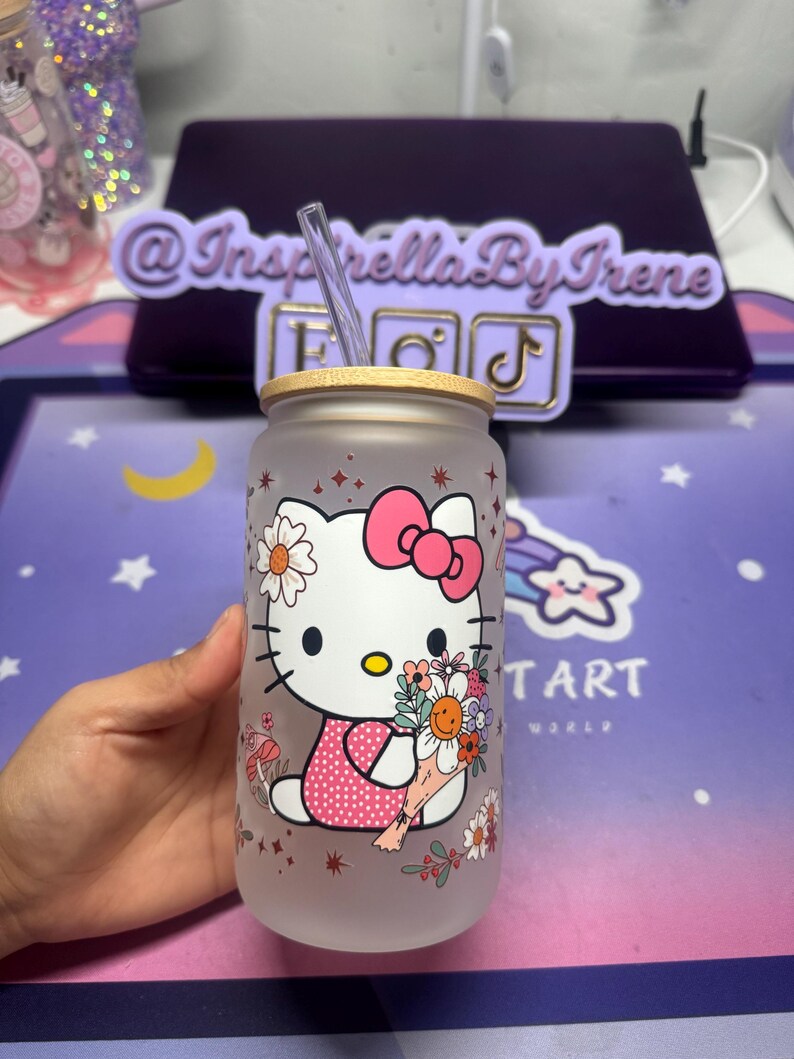 Hello Kitty Glass Cup - Etsy