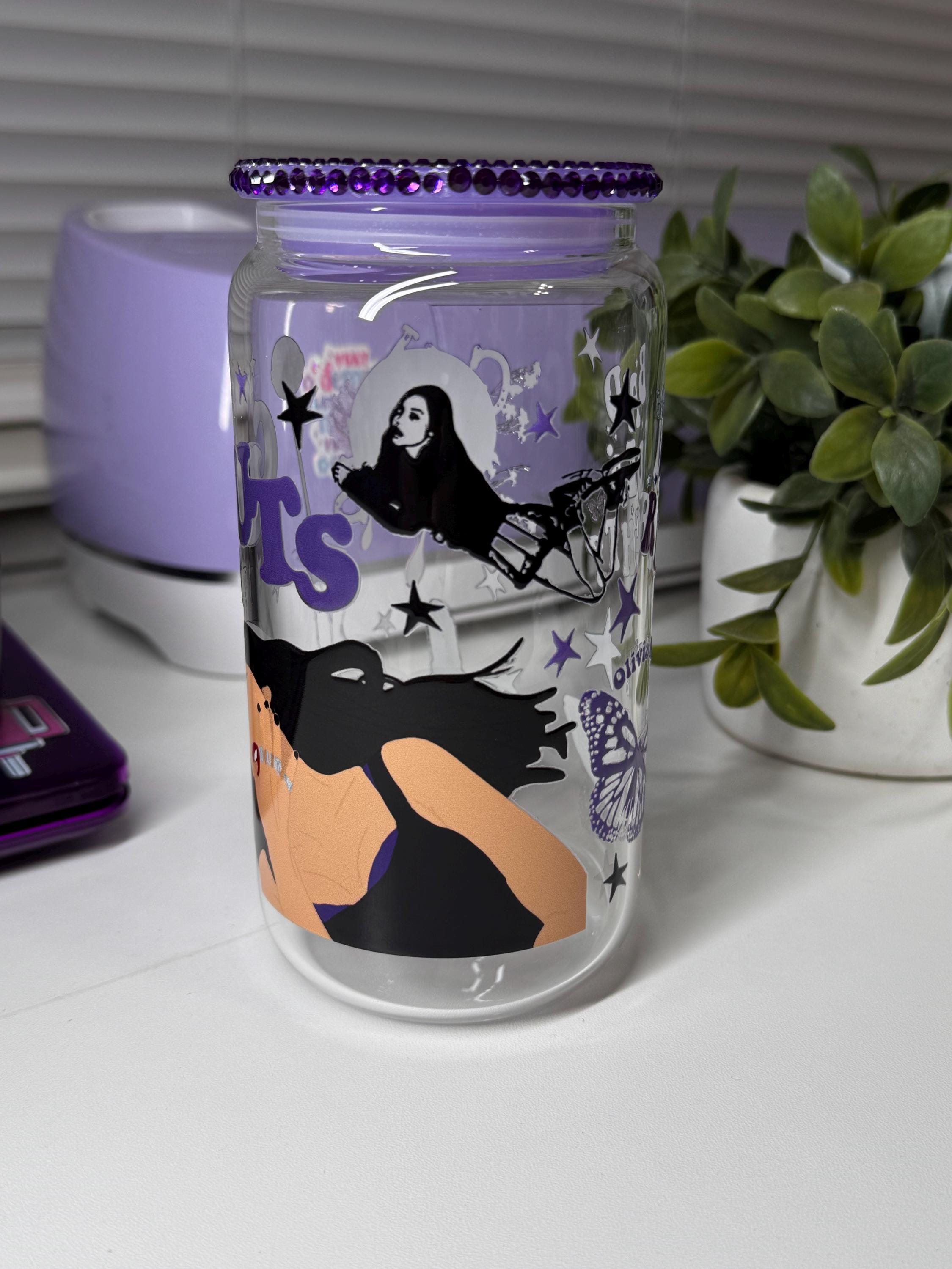 Olivia Rodrigo Guts Glass Cup- With Rhinestone Lid/ Olivia Rodrigo ...