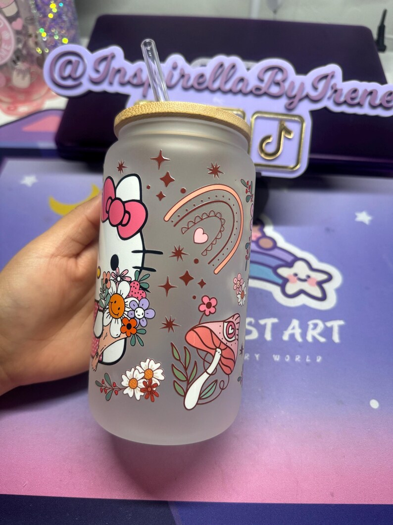 Hello Kitty Glass Cup - Etsy