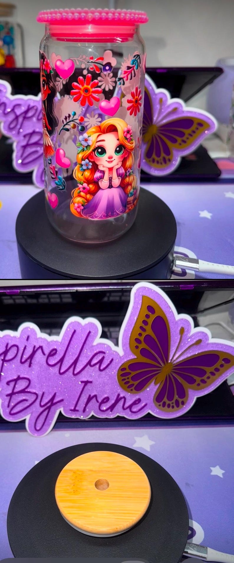 Disney Princess Glass Cup - Etsy