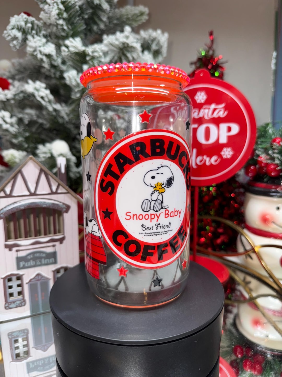 Starbucks Snoopy Glass Cup - Etsy