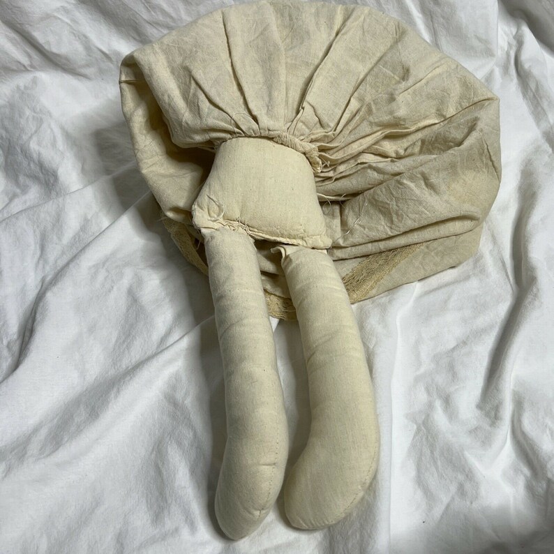 Primitive Rag Doll Cotton Lace Dress Hand Stitched Face Christmas 1880 ...