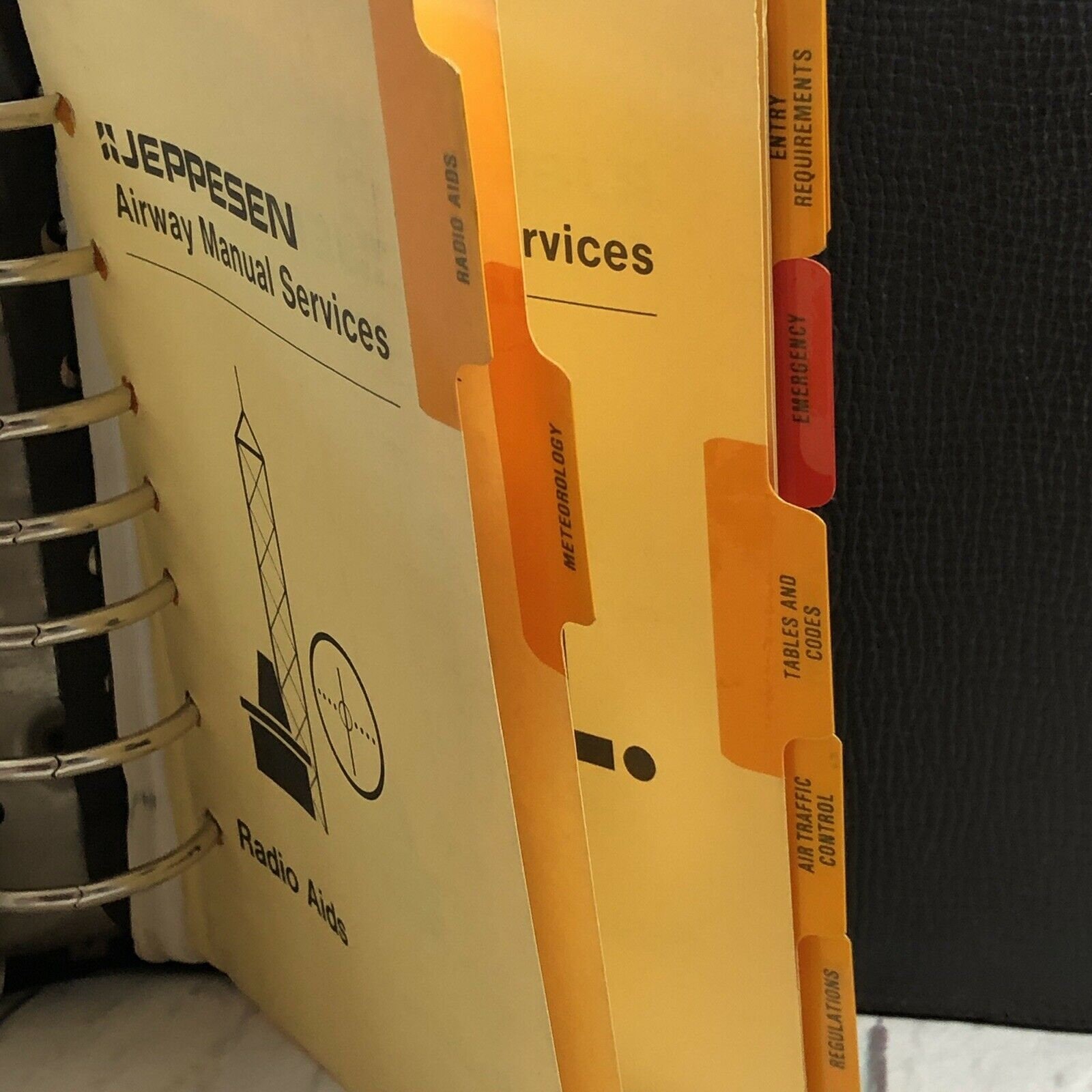 Jeppesen Airway Flight Binders 2 Black Leather With Gold Text Vintage ...