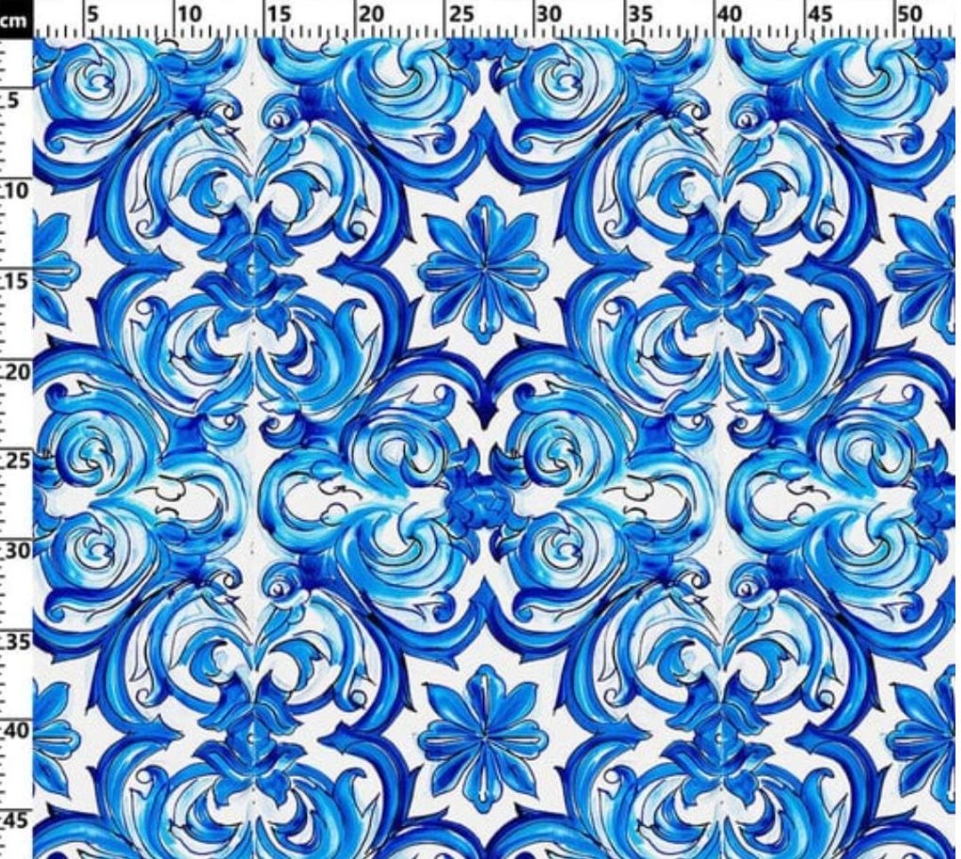Blue and White Azulejos Fabric, Portuguese Fabric,tile, Microfiber ...