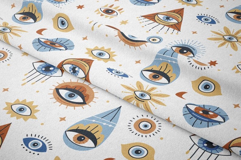 Evil Eye Fabric, Upholstery Fabric by the Yard, Digital Printed Fabric , Furniture Fabric, Sofas ...