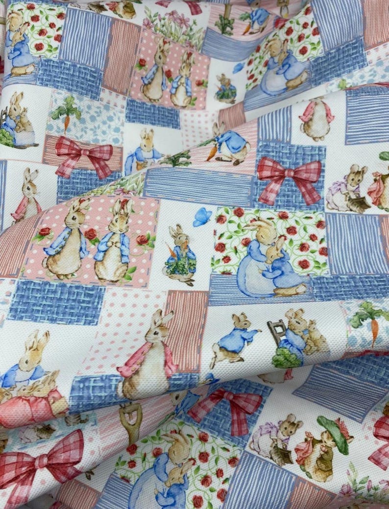 Peter Rabbit Fabric Cartoon Fabric ,vintage Beatrix Potter, Microfiber ...