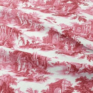 Pink Toile De Jouy Vintage Women, Female Silhouettes Among Trees and ...