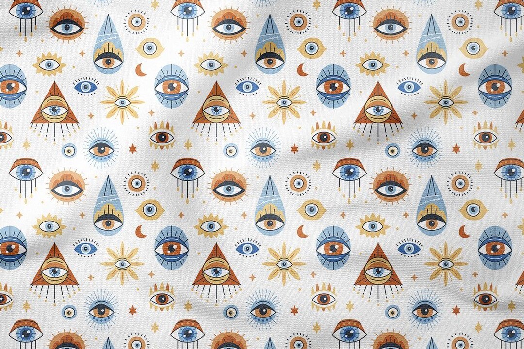 Evil Eye Fabric, Upholstery Fabric by the Yard, Digital Printed Fabric , Furniture Fabric, Sofas ...