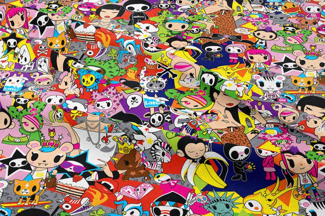 Colorful Tokidoki Cartoon Character Patterned Digital Printed Fabric ...