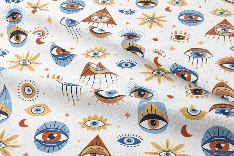 Evil Eye Fabric, Upholstery Fabric by the Yard, Digital Printed Fabric , Furniture Fabric, Sofas ...