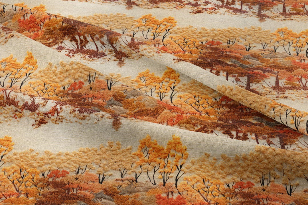 3D Fall Tree Upholstery Fabric ,landscape Fabric, Microfiber Upholstery ...