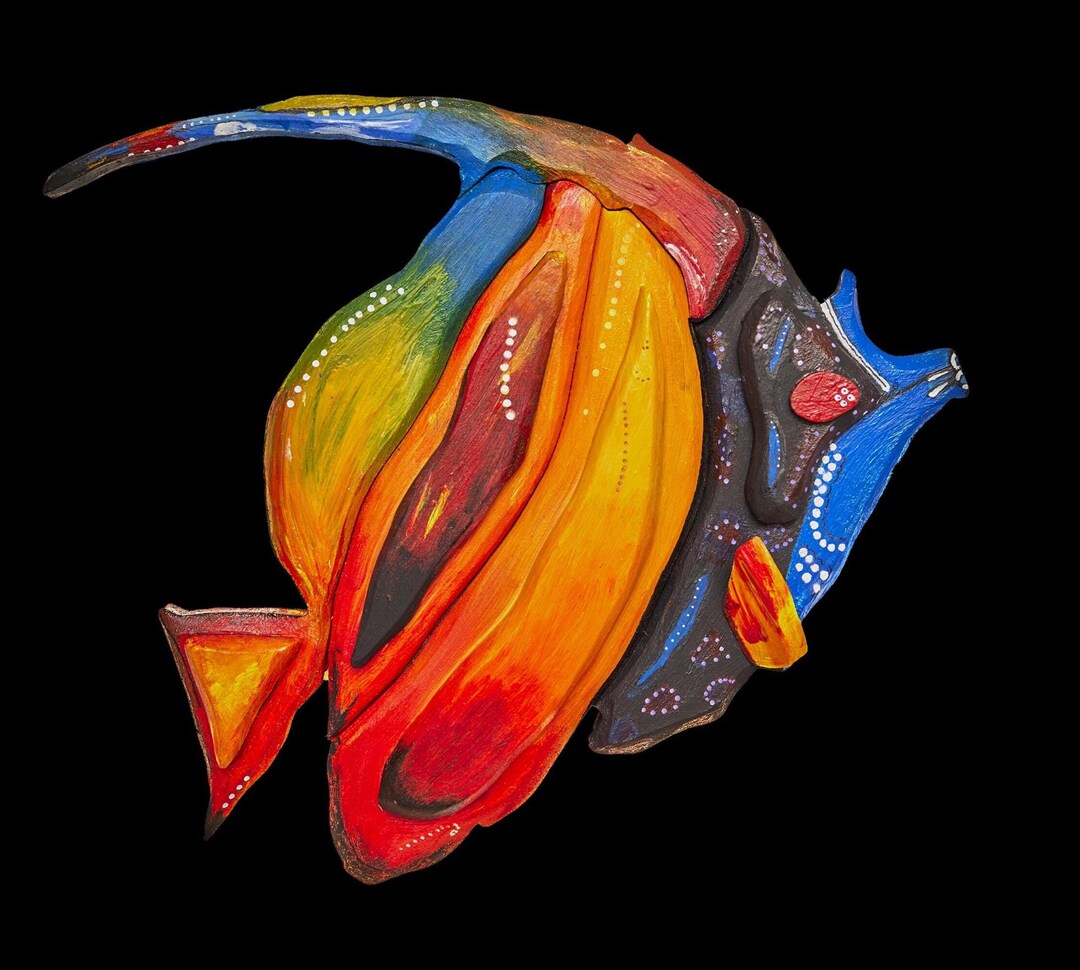 Handmade Wooden Fish Based on Nature: Pennant Fish, Approx. 30 Cm Wide ...