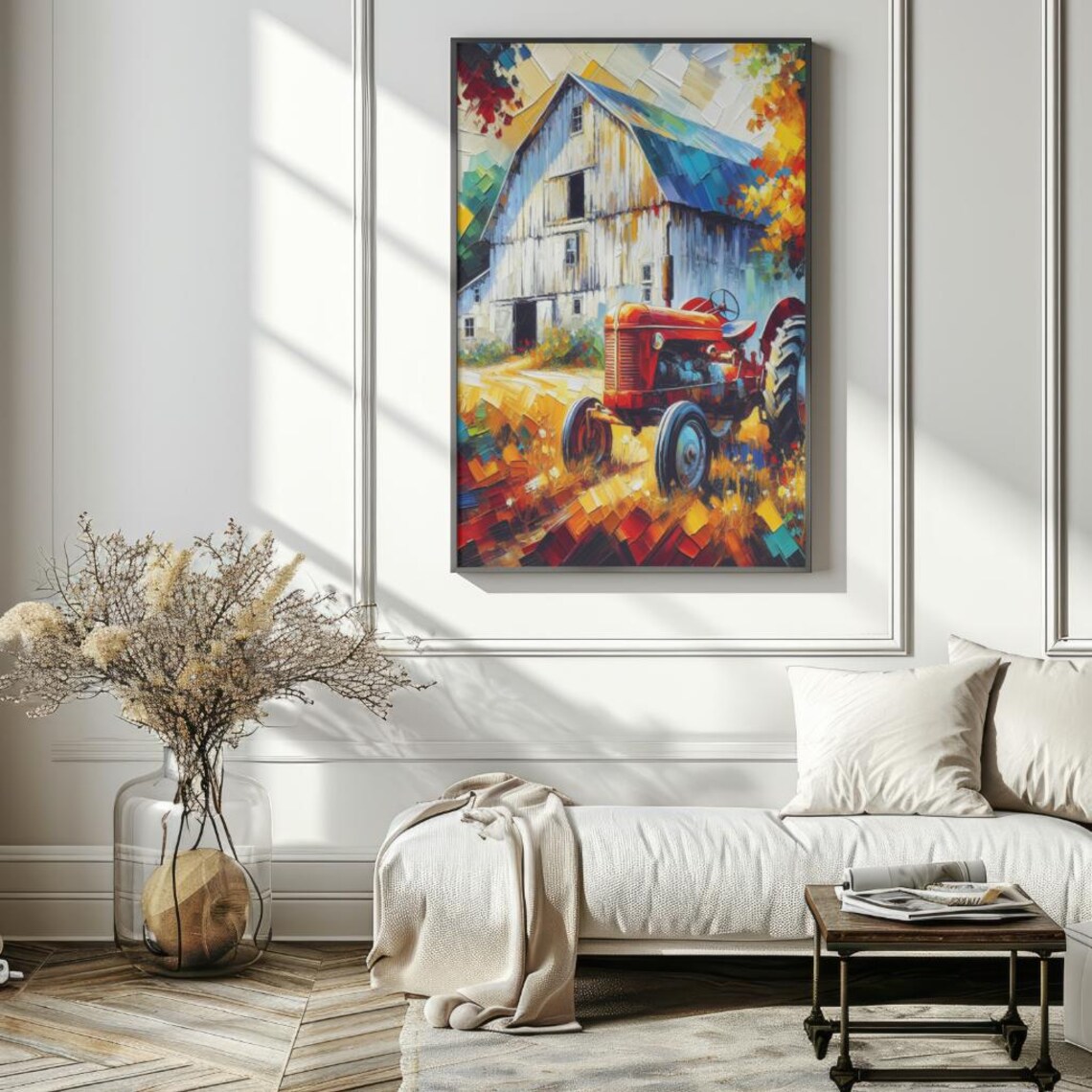 Vintage Vibes: Old Tractor & Barn AI Art Print / Vintage Tractor / Old ...