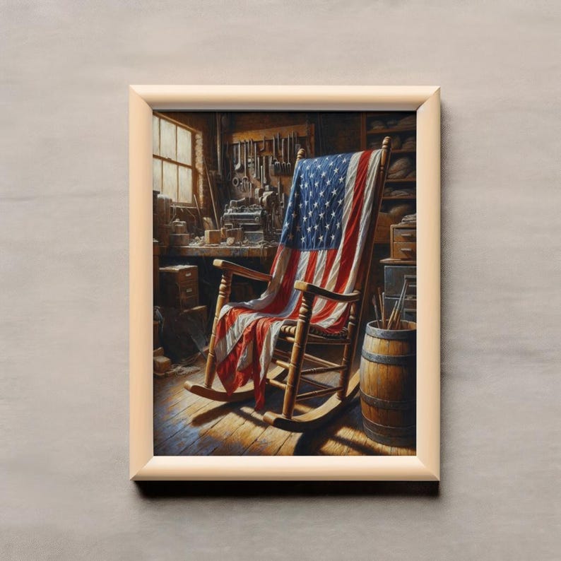 American Spirit: AI Art Featuring Flag Draped Over Rocking Chair ...