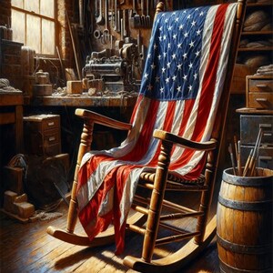 American Spirit: AI Art Featuring Flag Draped Over Rocking Chair ...
