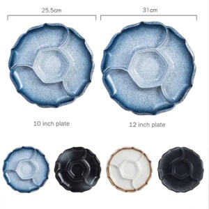 Porcelain 4 Compartment Divided Snack Serving Plate Elegant Appetizer ...