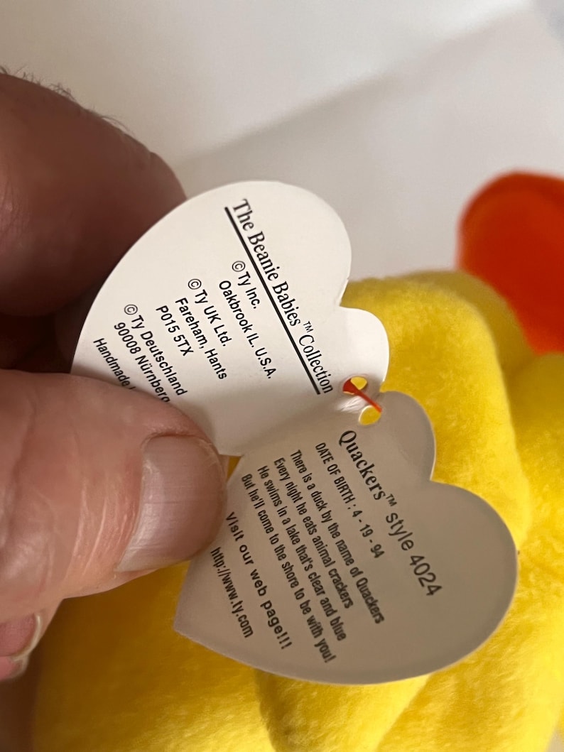 Mint - Rare 1993 QUACKERS Ty Beanie Baby - PVC Pellets - Tag Errors - Etsy