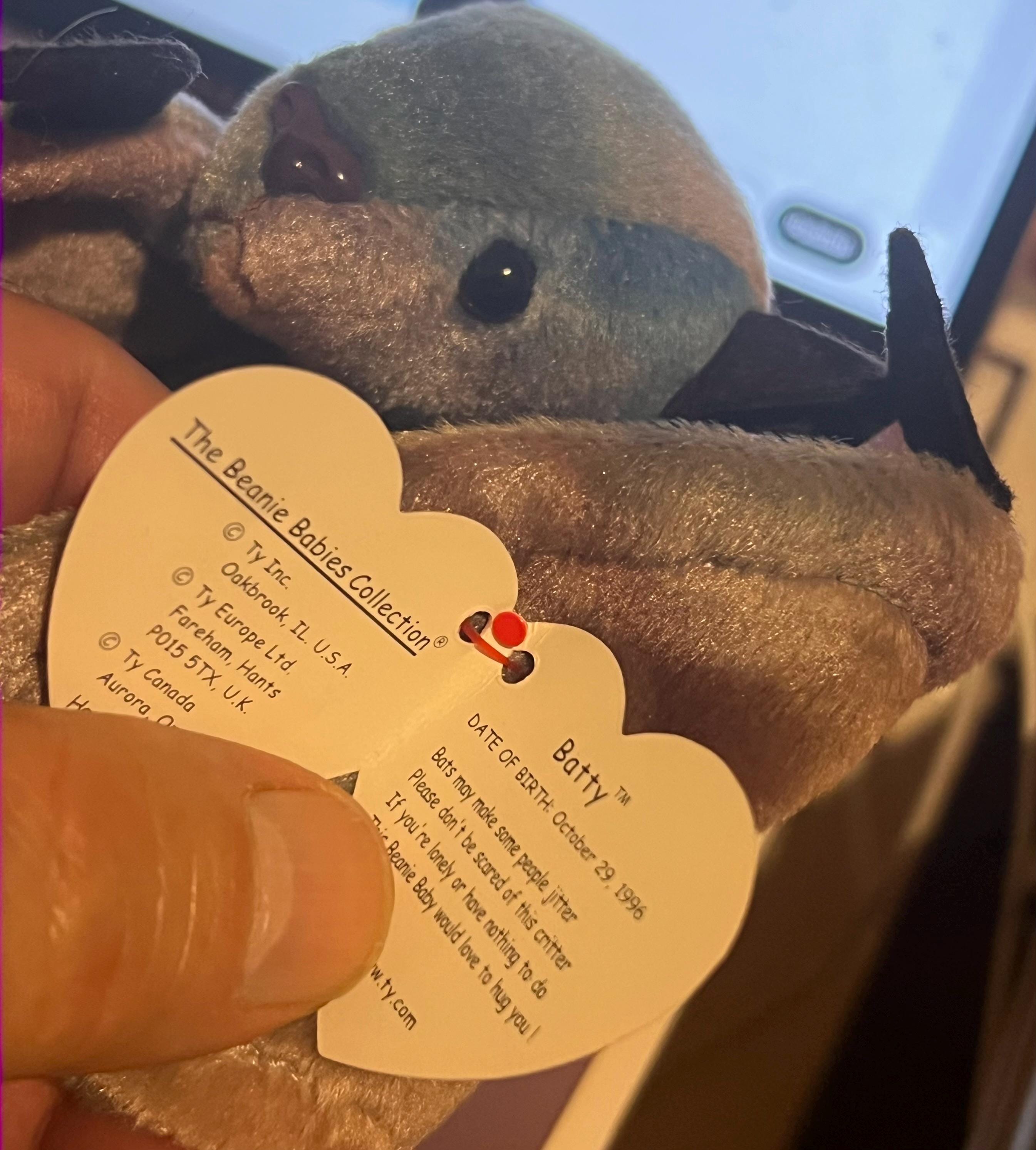 Ty Beanie Baby “batty” the Bat Tie Dye RARE With ERRORS 1996/1998 Mix ...