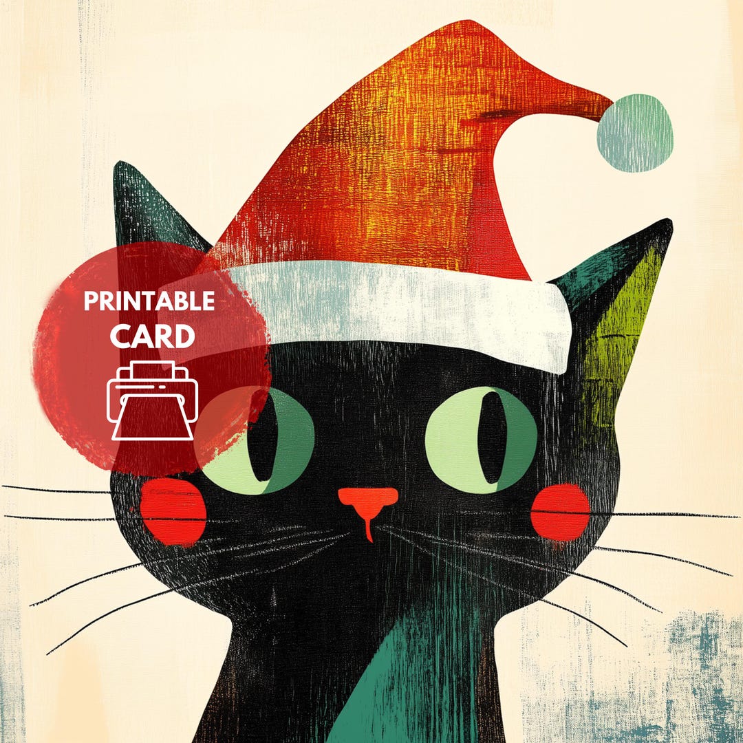 Grumpy Cat Christmas Card 5x7 Digital Download Printable US & A4 Cat in ...