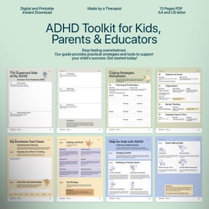 ADHD Toolkit for Kids, Parents, and Educators | ADHD Workbook | Therapy Journal | ADHD Planner ...