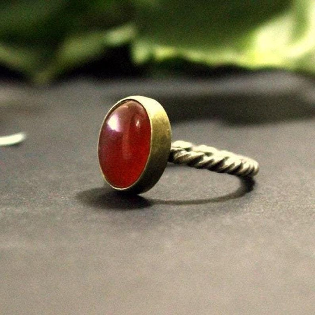 925k Sterling Silver Twister Band Carnelian Ring – Vintage Ring Elegant ...