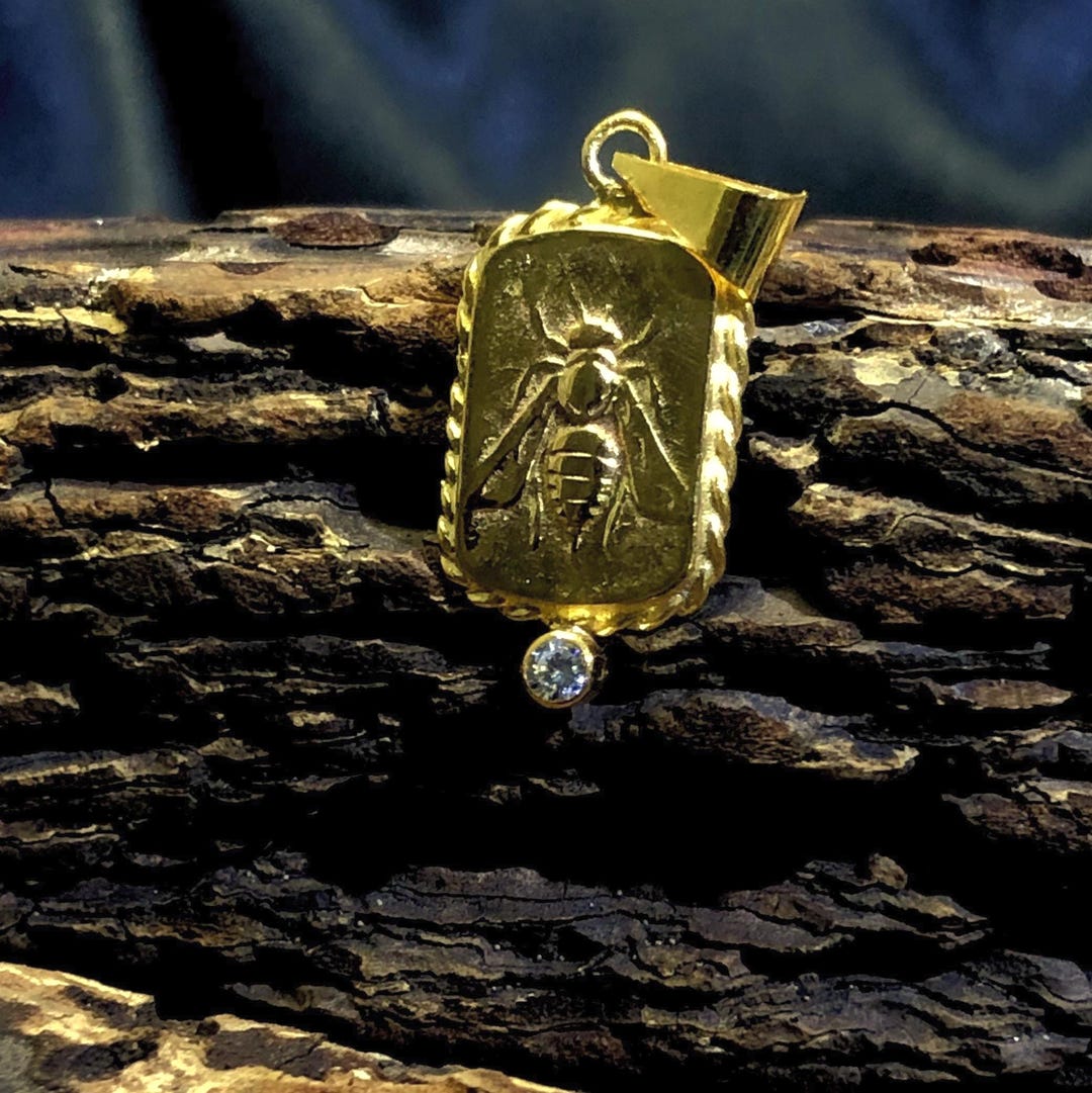 Authentic Roman Coin Intaglio Bee Pendant -vintage Pendant 925 Sterling ...